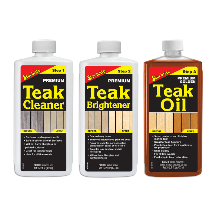 Teak Care Kit - Cleaner, Brightener & Teak Oil 3-Step Wood Restoration ...